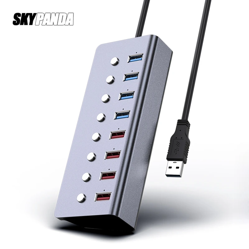 Divisor USB 3,0 de 8 puertos de aleación de aluminio, HUB USB extendido ...
