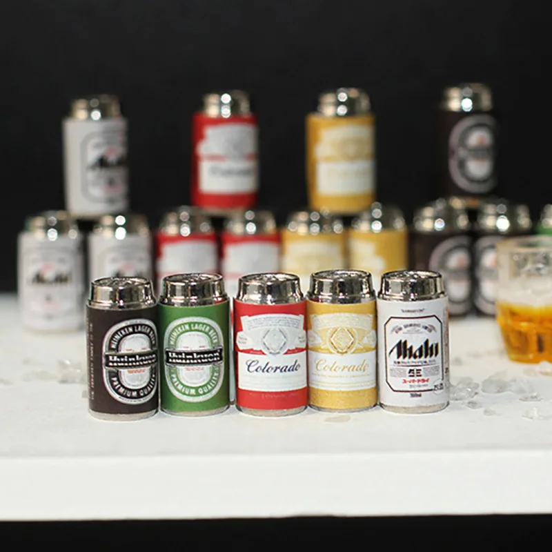 6PCS/SET Cute Mini Doll's Beer Cans for Miniature Dollhouse Kitchen ...