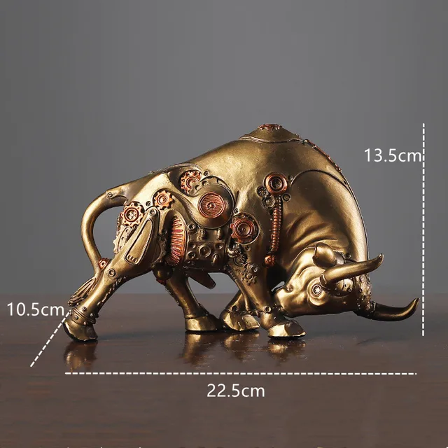 Vilead Steampunk Bull Statues Resin Animal Figurines Decor Living Room ...
