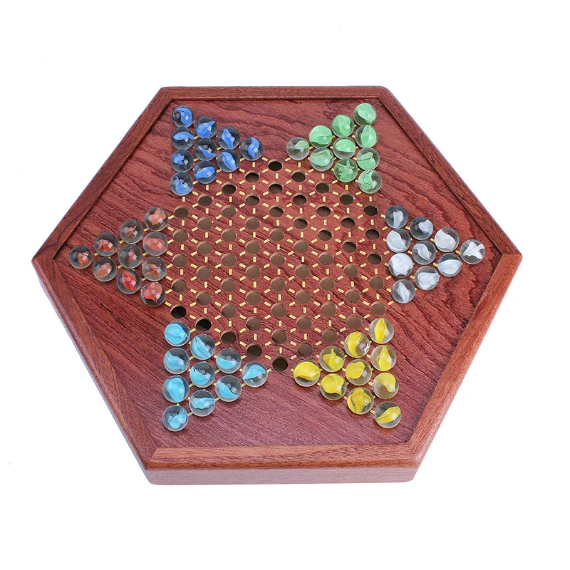 Family-Game-Hexagonal-Checkers-Drawer-Type-Checkers-Glass-Marbles ...
