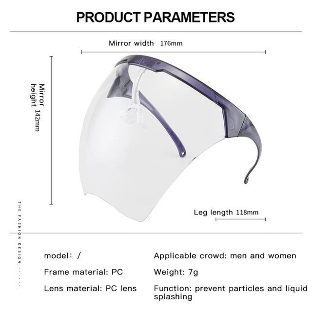 2021 Transparent Protective Mask Full Face Shield Dustproof Goggles ...