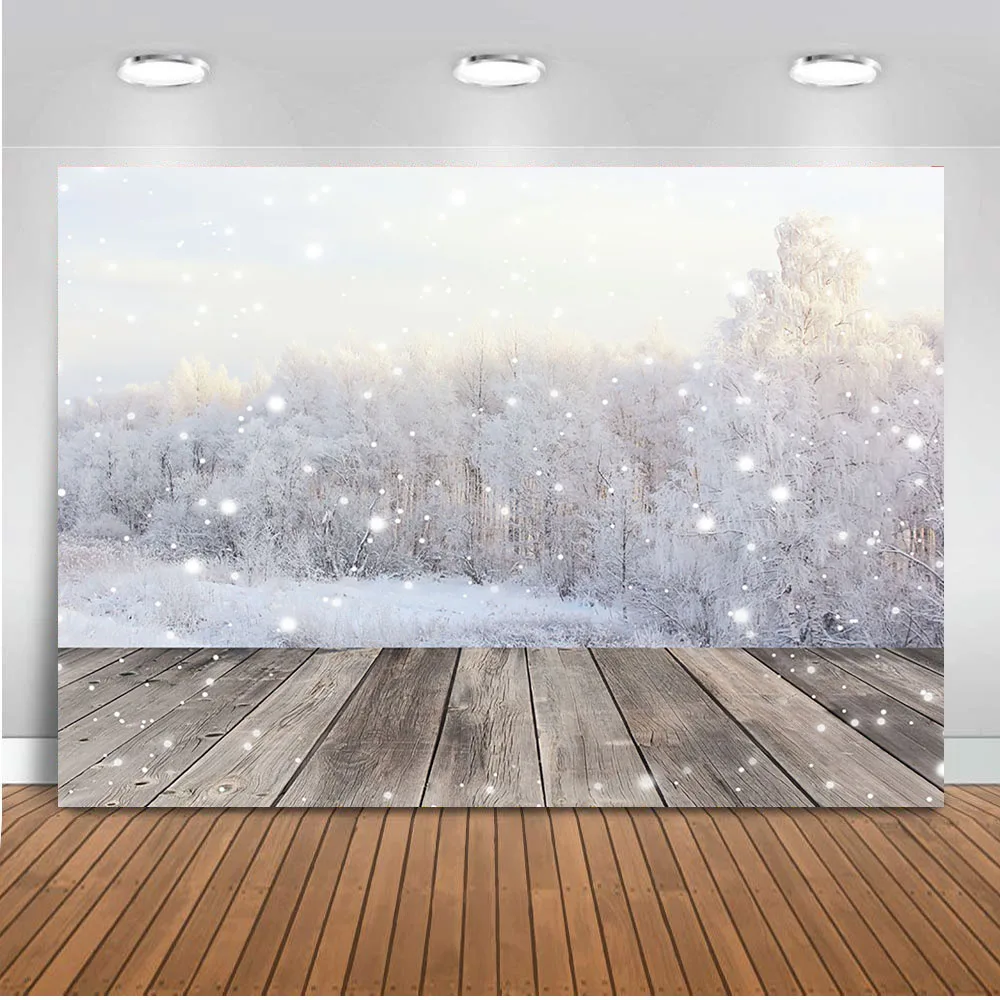 Photography backdrop winter snow background for photo studio wood floor ...