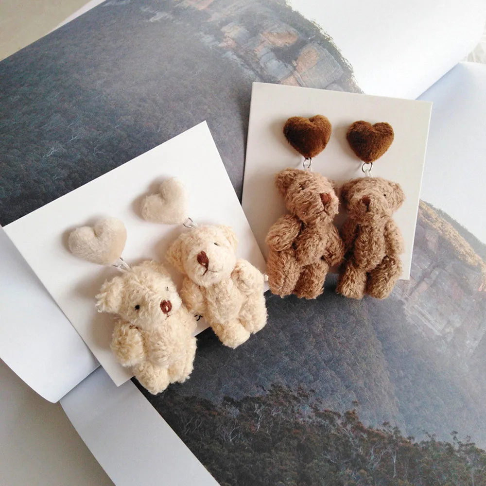 Plush Teddy Bear Earrings Dangle | Teddy Bear Pendant Earrings | Teddy ...