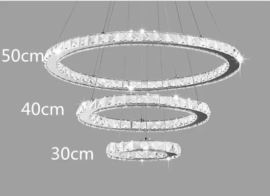 Luxury Large 5 Rings Led Round Crystal Chandelier light Spiral Pendant ...