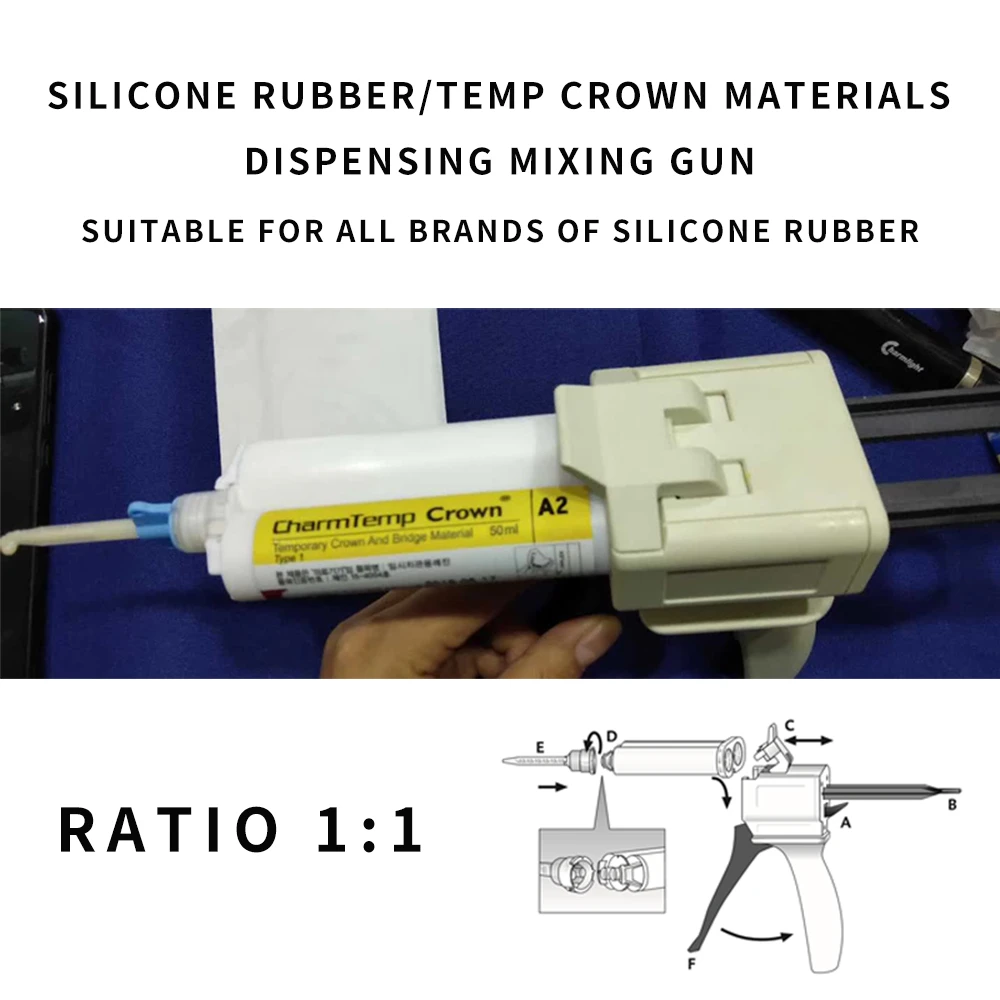 Dental Silicone Rubber Dispensing Mixing Gun 1:1 And 1:4 Ratios Temp ...