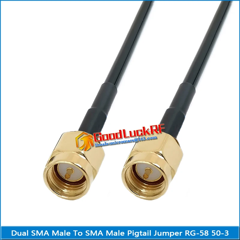 1X-Pcs-2-Dual-SMA-Male-To-SMA-Male-Plug-RF-Connector-Pigtail-Jumper ...