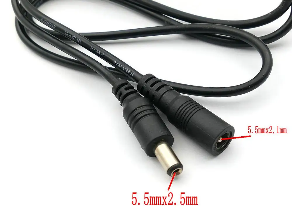 100pcs DC Power Connector Jack 5.5 x 2.1mm Female to 5.5mmx2.5mm Male Plug Cable plug adapter ...