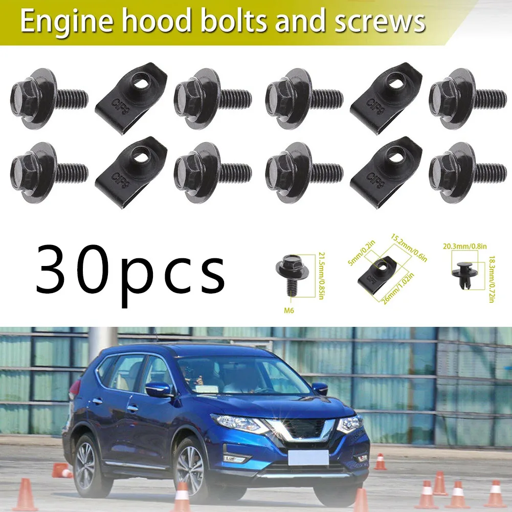 30Pcs Engine Undertray Cover Clips Metal Bolt Fixed Nut Clamps For ...