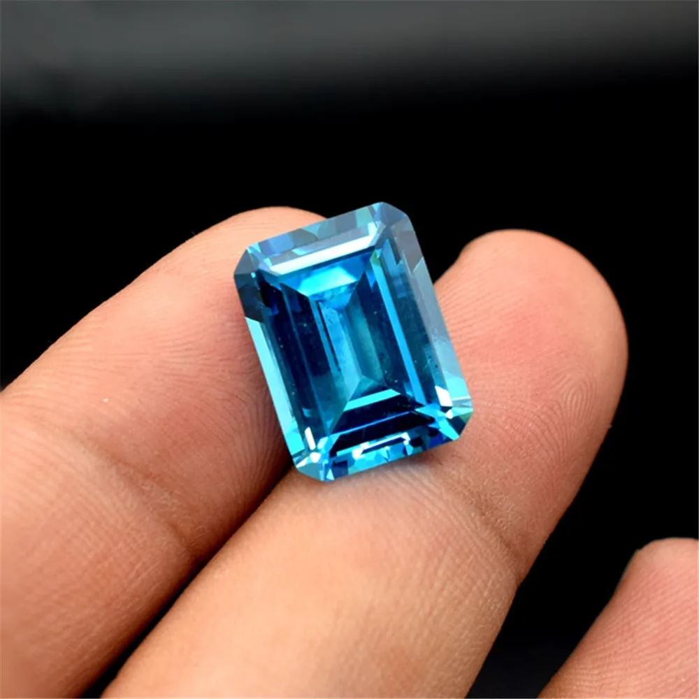 Aquamarine Rectangle Faceted Gemstone Emerald Cut Aquamarine Gem ...