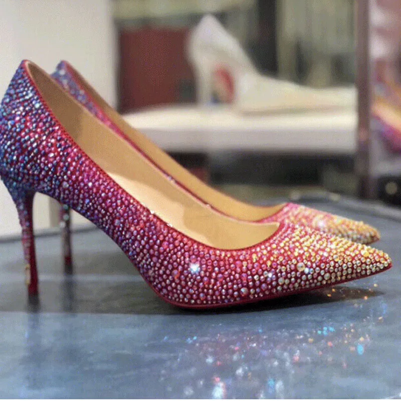 Grace2021-Wedding-Shoes-High-Heels-Women-Autumn-New-Crystal-Net-Red ...