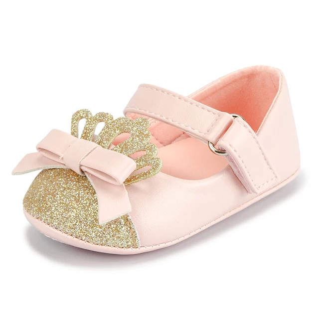 Baby Girl Shoes Crown Bling Baby Pink Princess Shoes Anti-slip Flat ...