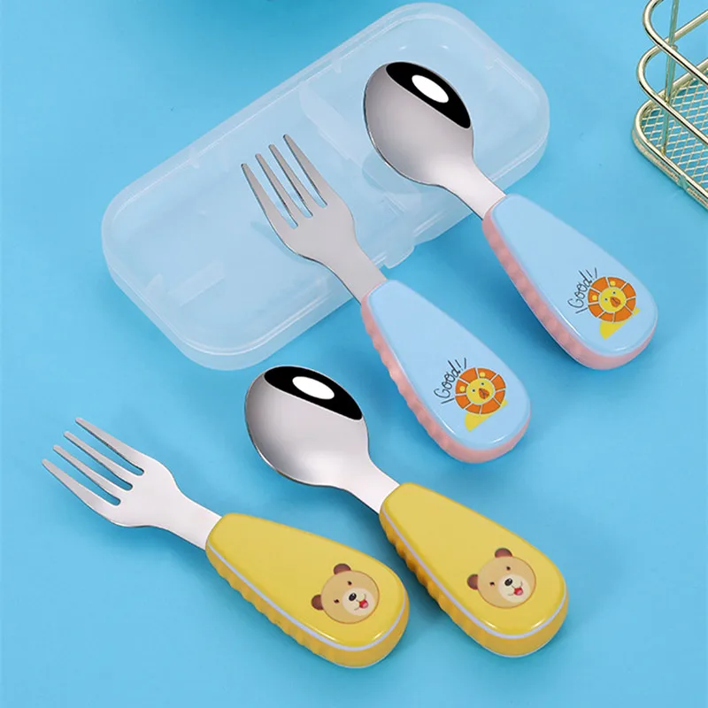 COUVERTS BEBE,Bear Head--Ensemble cuillère fourchette'alimentation pour ...