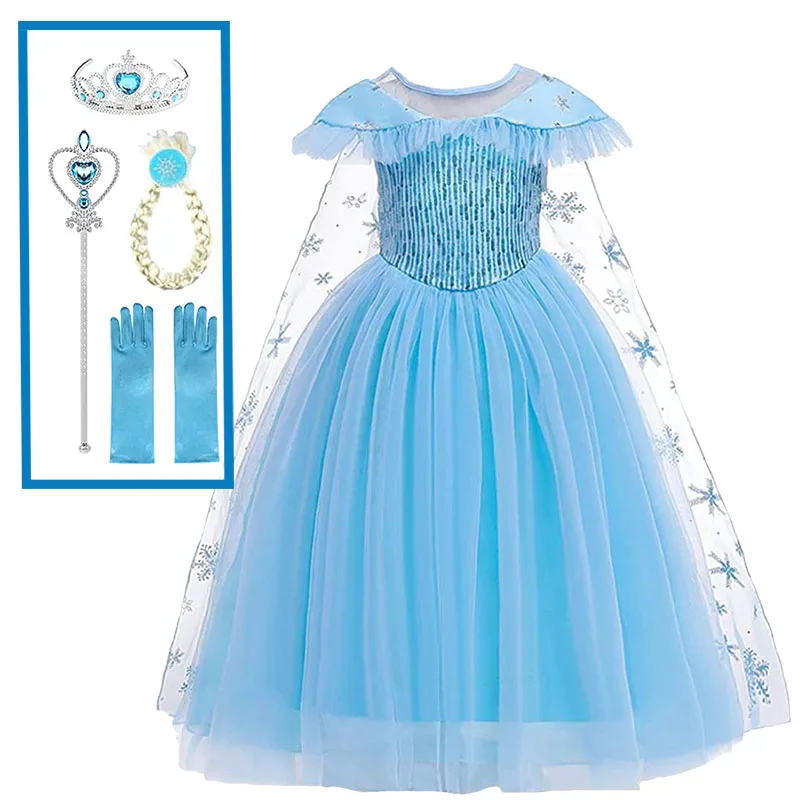 Princess Dress Elsa Girl Clothing Anna Dress Summer Cosplay Snow Queen
