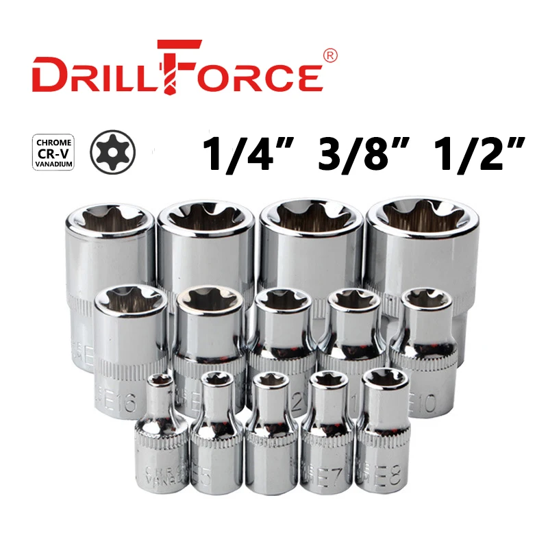 Drillforce-Torx-Star-Wrench-Socket-1-4-3-8-1-2-Drive-Adapter-Spanner ...