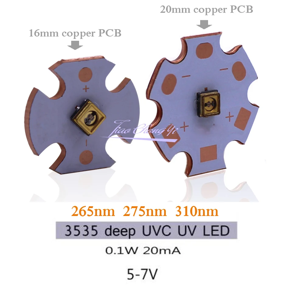 265nm-275nm-310nm-UVC-LED-Lamp-beads-0-1W-5-7V-16mm-20mm-Copper-PCB ...