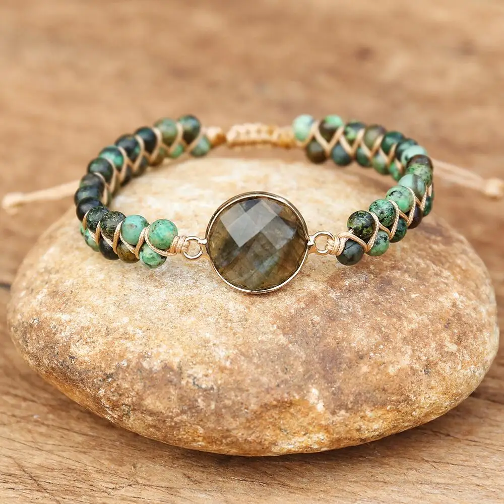 Bracelets en pierres naturelles,A197--Bracelet Tressé En Pierres ...