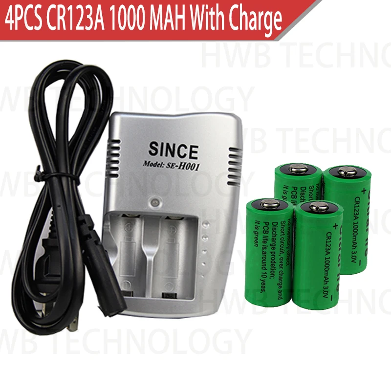 4pcs 16340 1000mah 3v Cr123a 16340 Rechargeable Battery 3.0v Rcr123a ...
