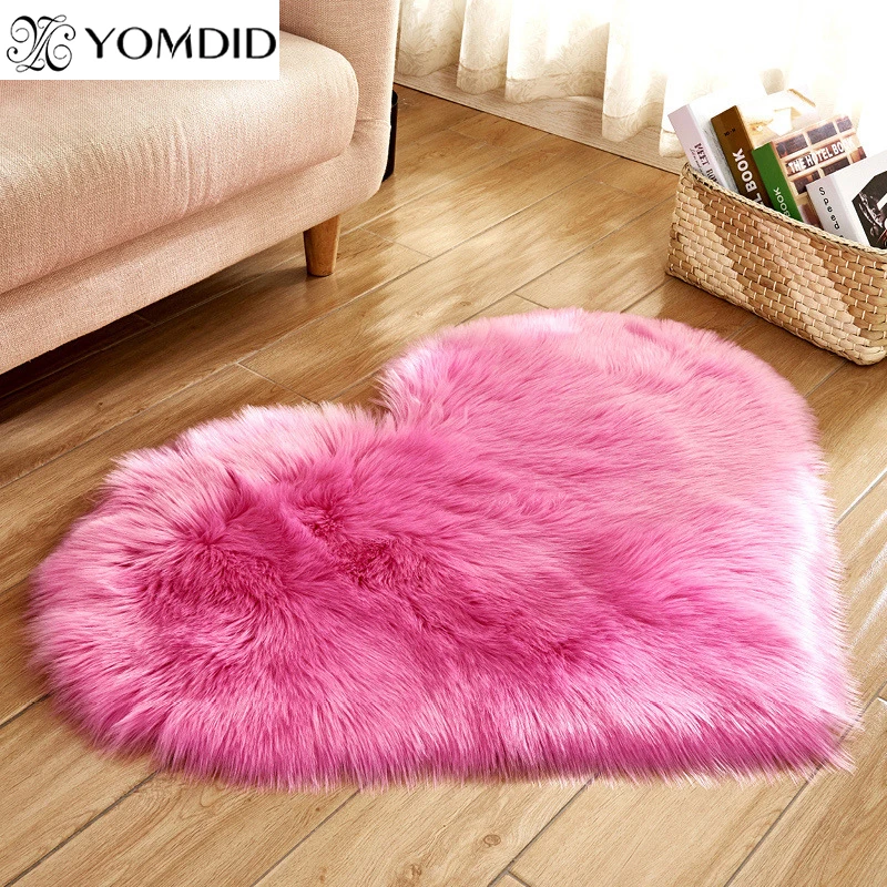Long Hairy Rug Shaggy Carpet Blue White Pink Heart Shape Fur Rugs ...