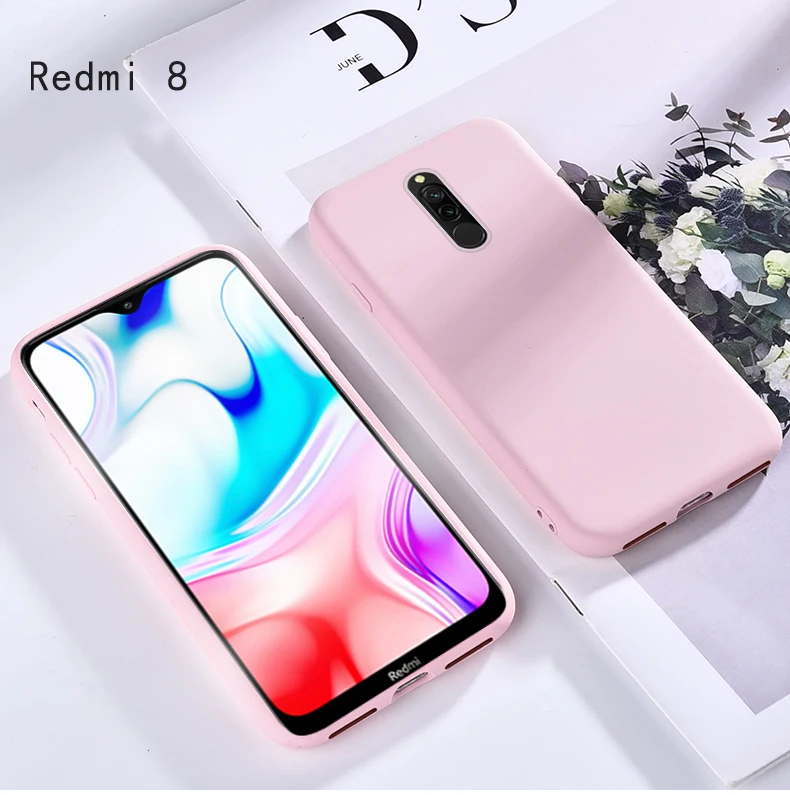 جراب سيليكون سائل لهاتف Xiaomi Redmi 8 8A ، نحيف ، ناعم ، مقاوم للصدمات|مصدات هواتف| - AliExpress
