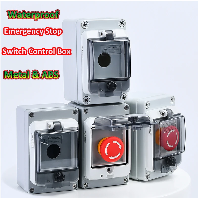 Mushroom emergency stop button waterproof box with transparent ...