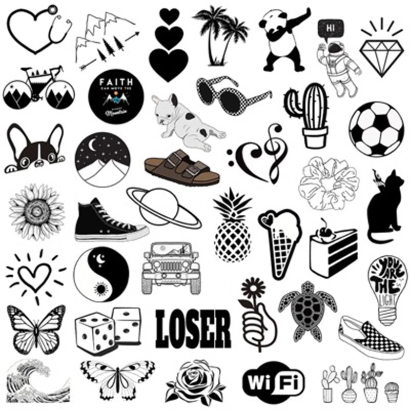 50Pcs Classic Vsco Sticker Mixture Black and White Sticker for Bicycle ...