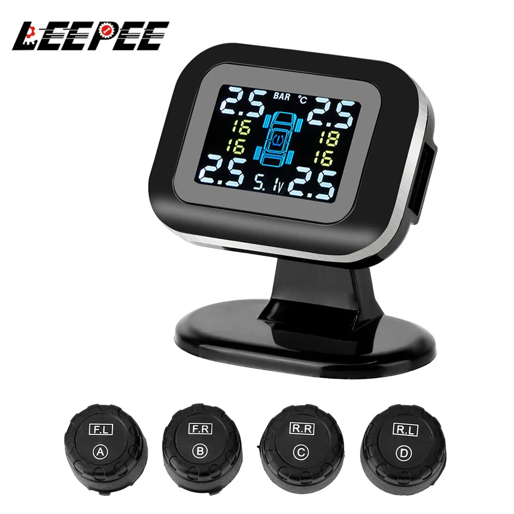 Car-Tire-Pressure-Monitoring-System-USB-TPMS-LCD-Display-Wireless-Auto ...