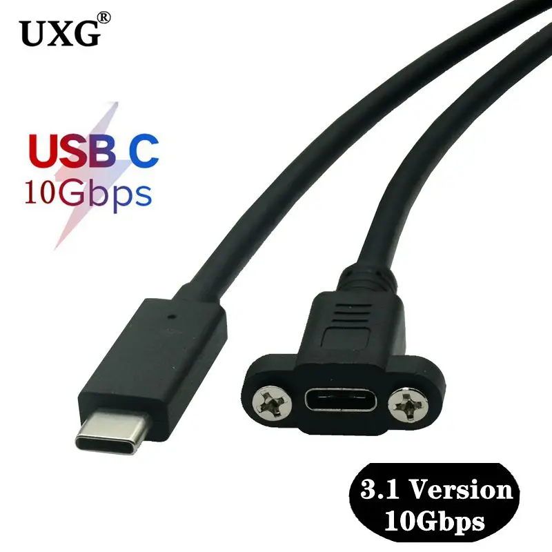 USB 3.1 Type C Male To Female Extension Cable With Panel Mount Screw ...