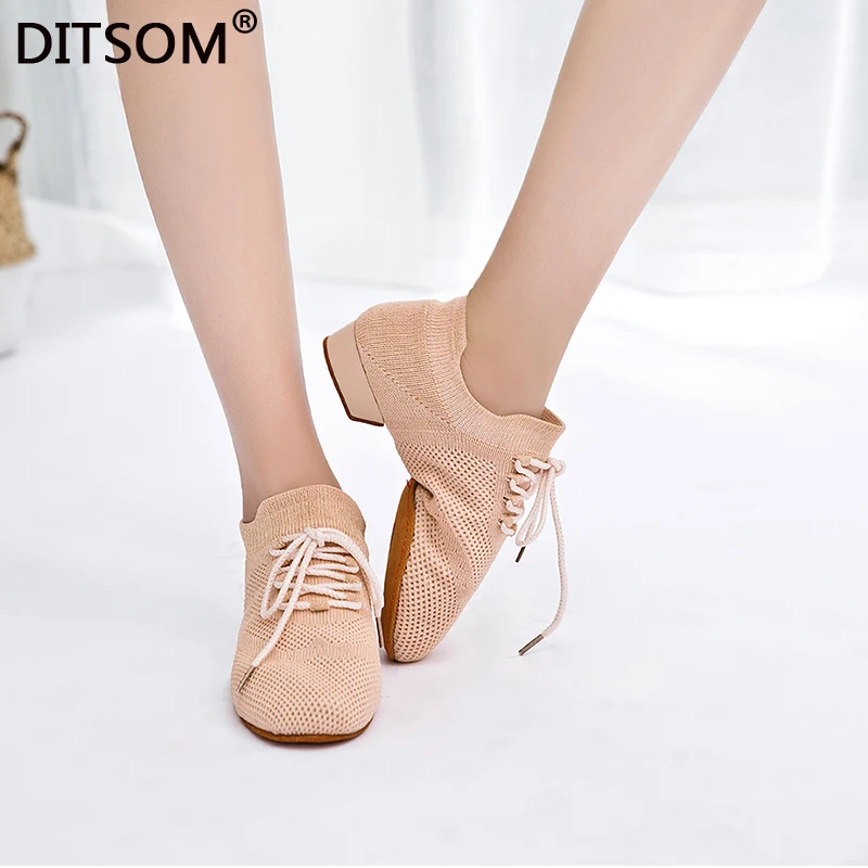 Sepatu Tari Latin Wanita 2022 Integral Terbang Merajut Kain Bernapas ...