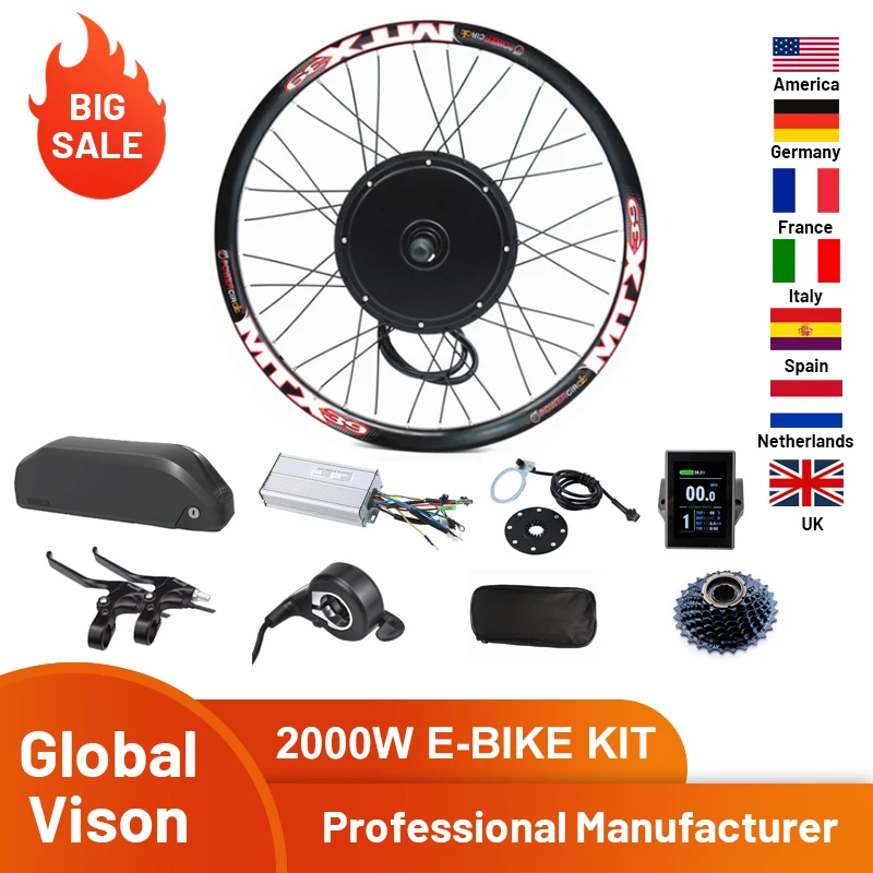 EBike Conversion Kit 2000W Rad Hub Motor 20 26 27,5 700C 28 29 zoll ...