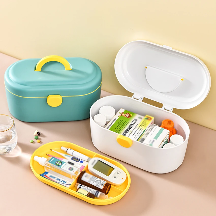 Többfunkciós Műanyag Kis Gyógyszer Mellkas Hordozható Tároló Doboz ...