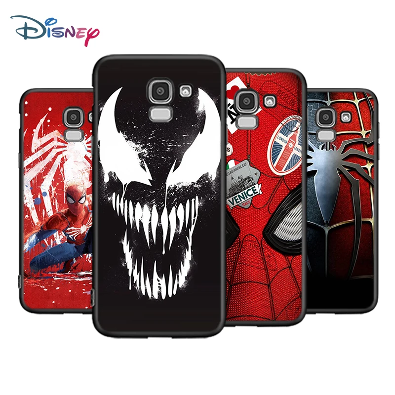 Capa de telefone Marvel macia preta, veneno, homem aranha, Samsung Galaxy J8, J7 Duo, J6, J5 ...
