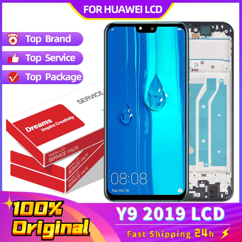 100% Original de 6,5 "Pantalla LCD para Huawei Y9 2019 LCD de montaje de digitalizador con ...