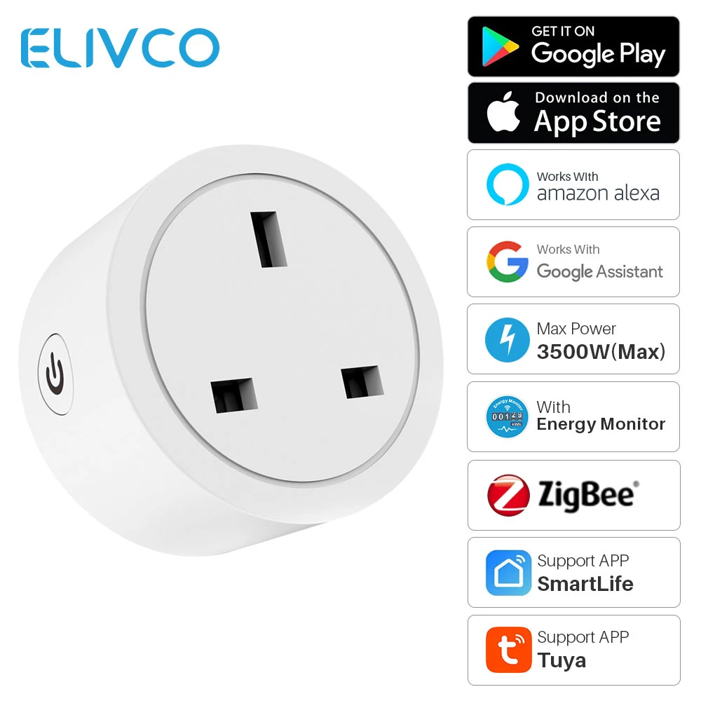 Zigbee Tuya Smart Plug 16a Uk Smart Socket Power Monitor Timing ...