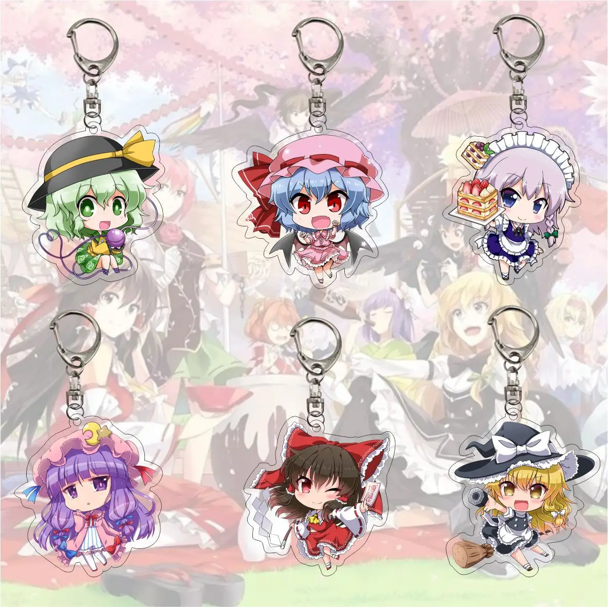 Kawaii-Touhou-Project-Keychain-Q-Version-Anime-Figures-Acrylic-Keyring ...