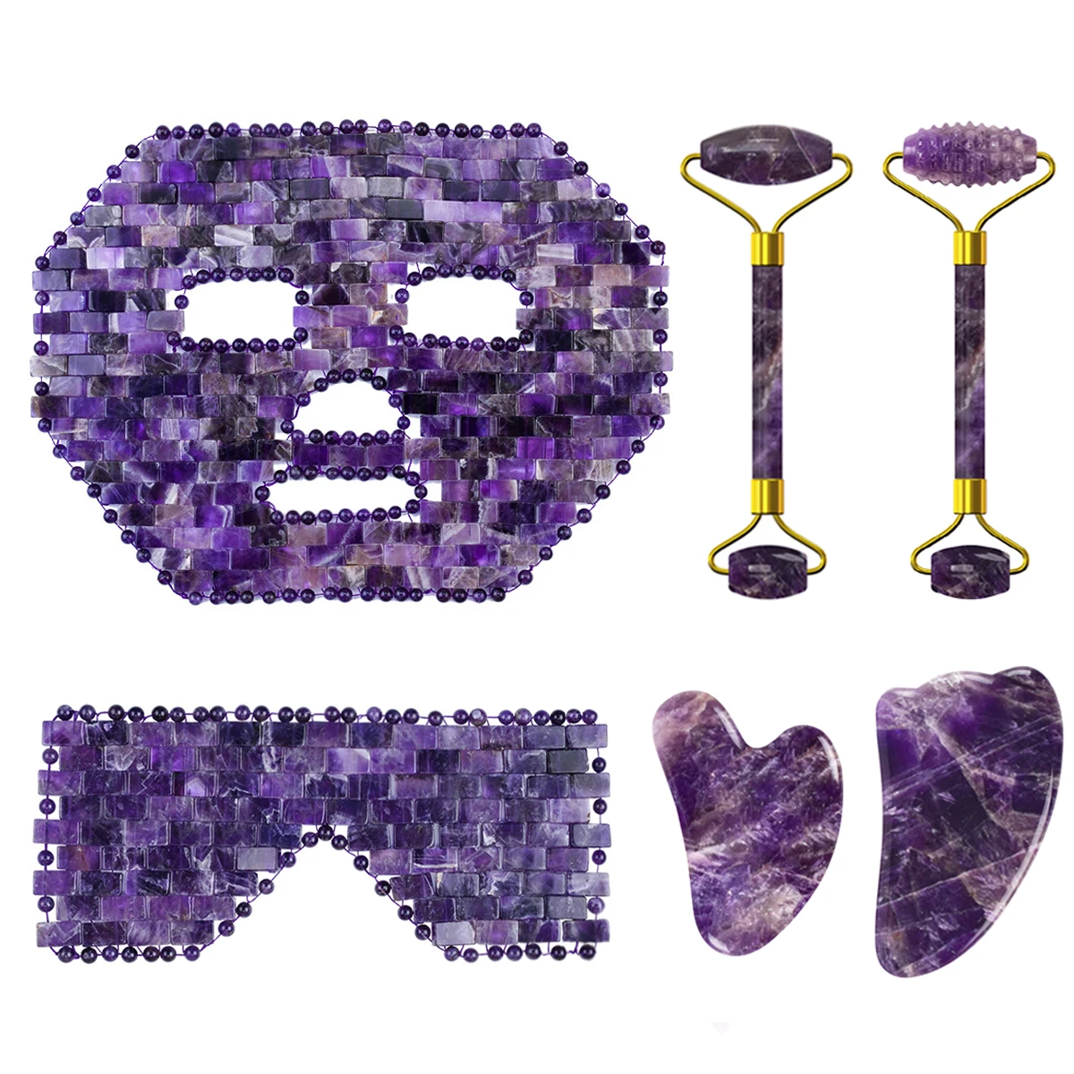Amethyst Face Mask Jade Roller Gua Sha Board For Face Lifting Anti ...