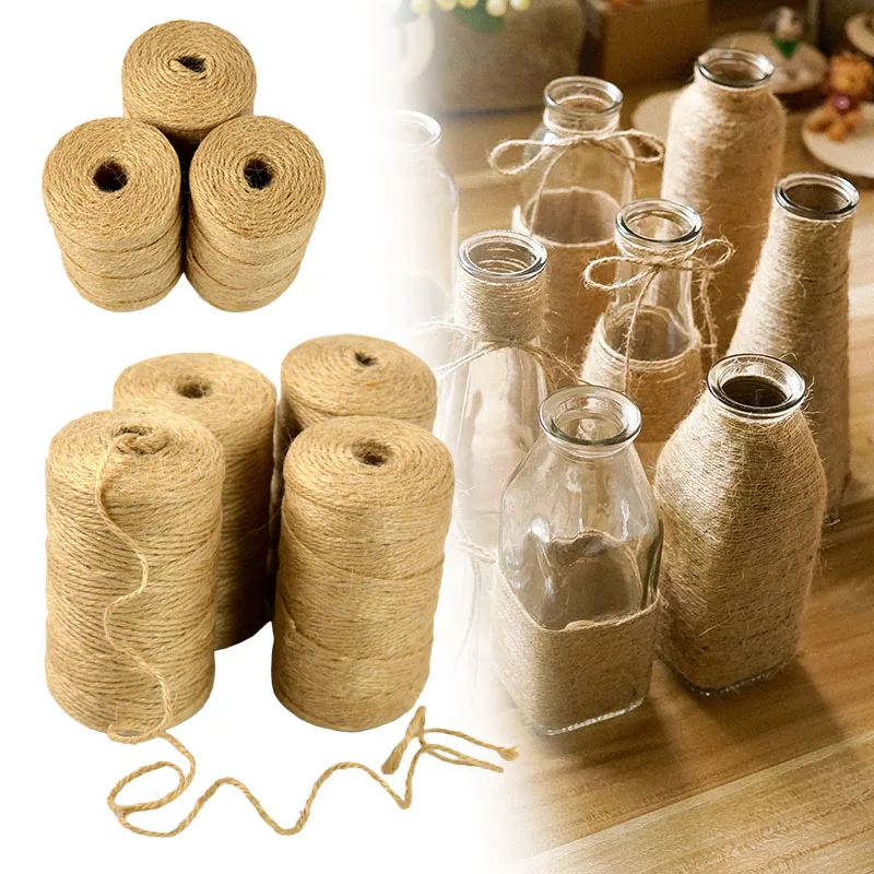 90m Twisted Burlap Jute Twine Rope Natural Hemp Cord String Craft Rope ...