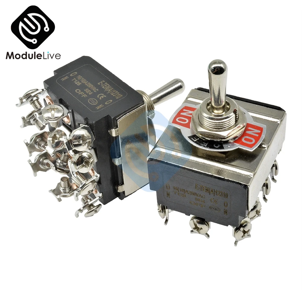 KNLN KL-A403 12mm Toggle Switch S Double Throw SPDT ON-OFF 250/16A 1/4 ...