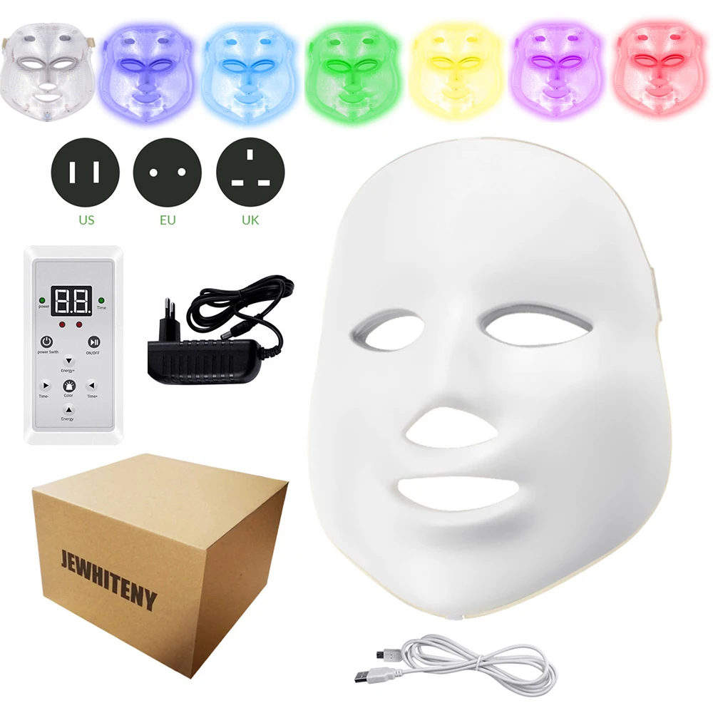 Electric LED Facial Mask Beauty Photon Therapy 7 colors Light Skin Care ...
