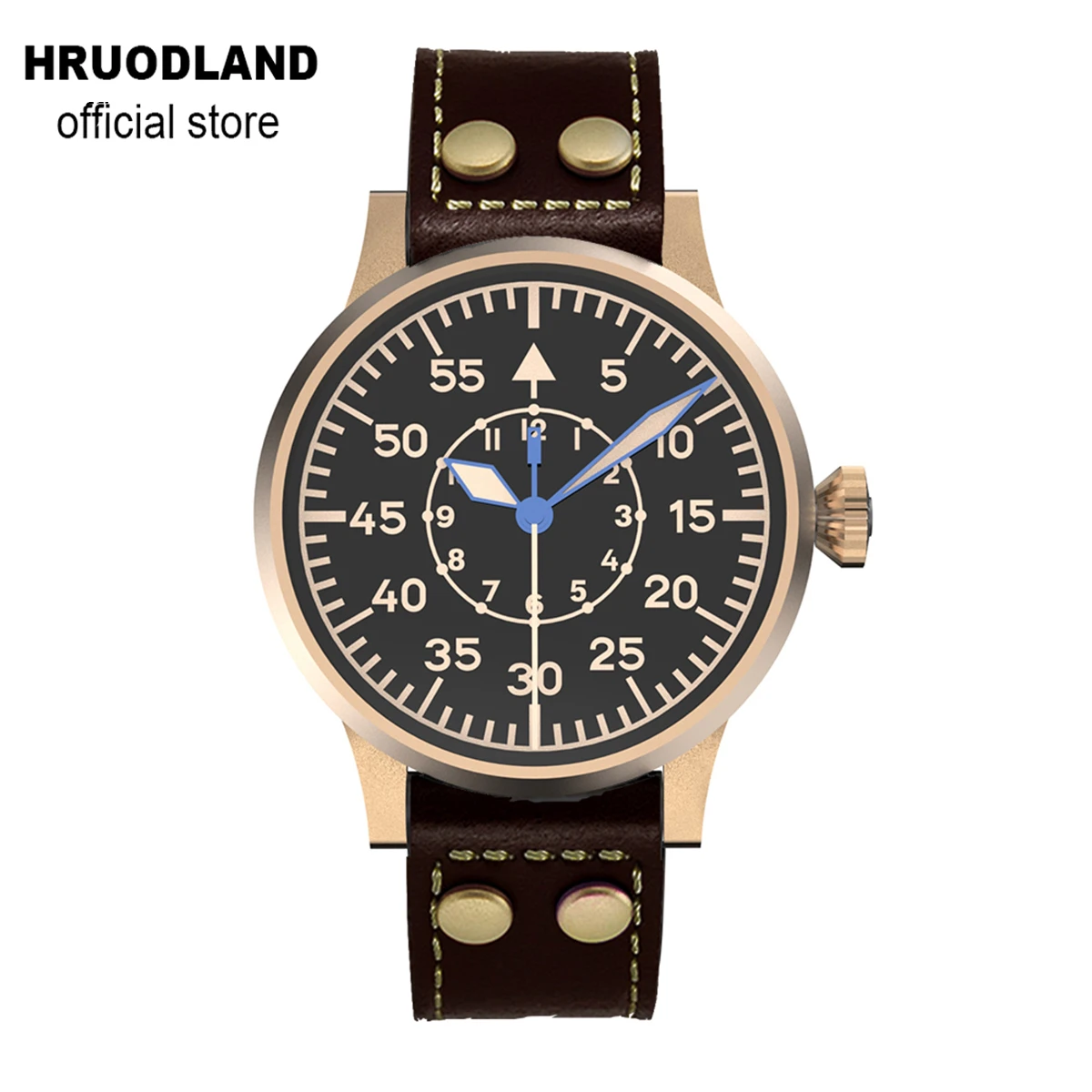 Hruodland Bronze Retro Men Automatic Pilot Watches Sapphire Glass 100m ...