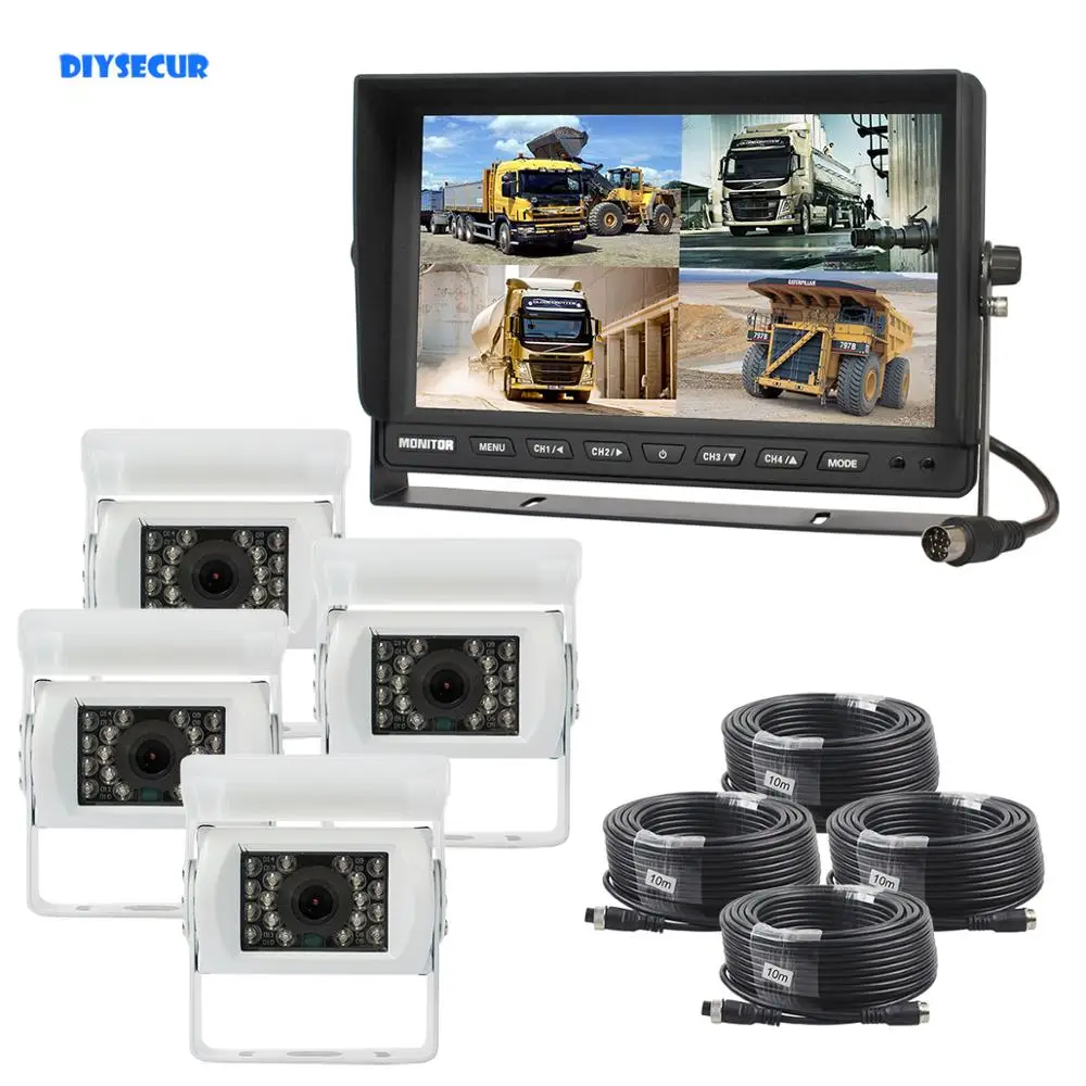 DIYSECUR 10 "4 Split QUAD Auto Monitor + 4 x CCD IR Nachtsicht ...