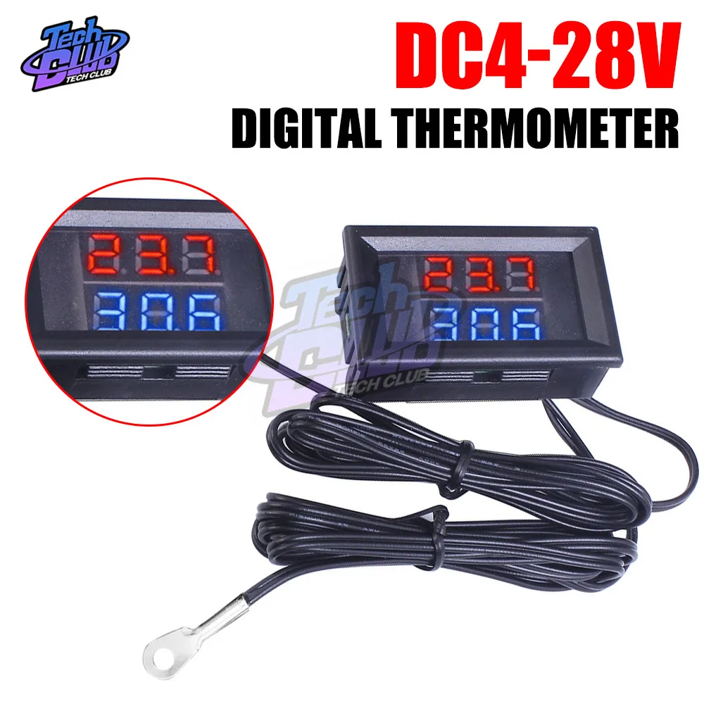 DC4-28V-Digital-Thermometer-With-NTC-Waterproof-Metal-Probe-Temperature ...