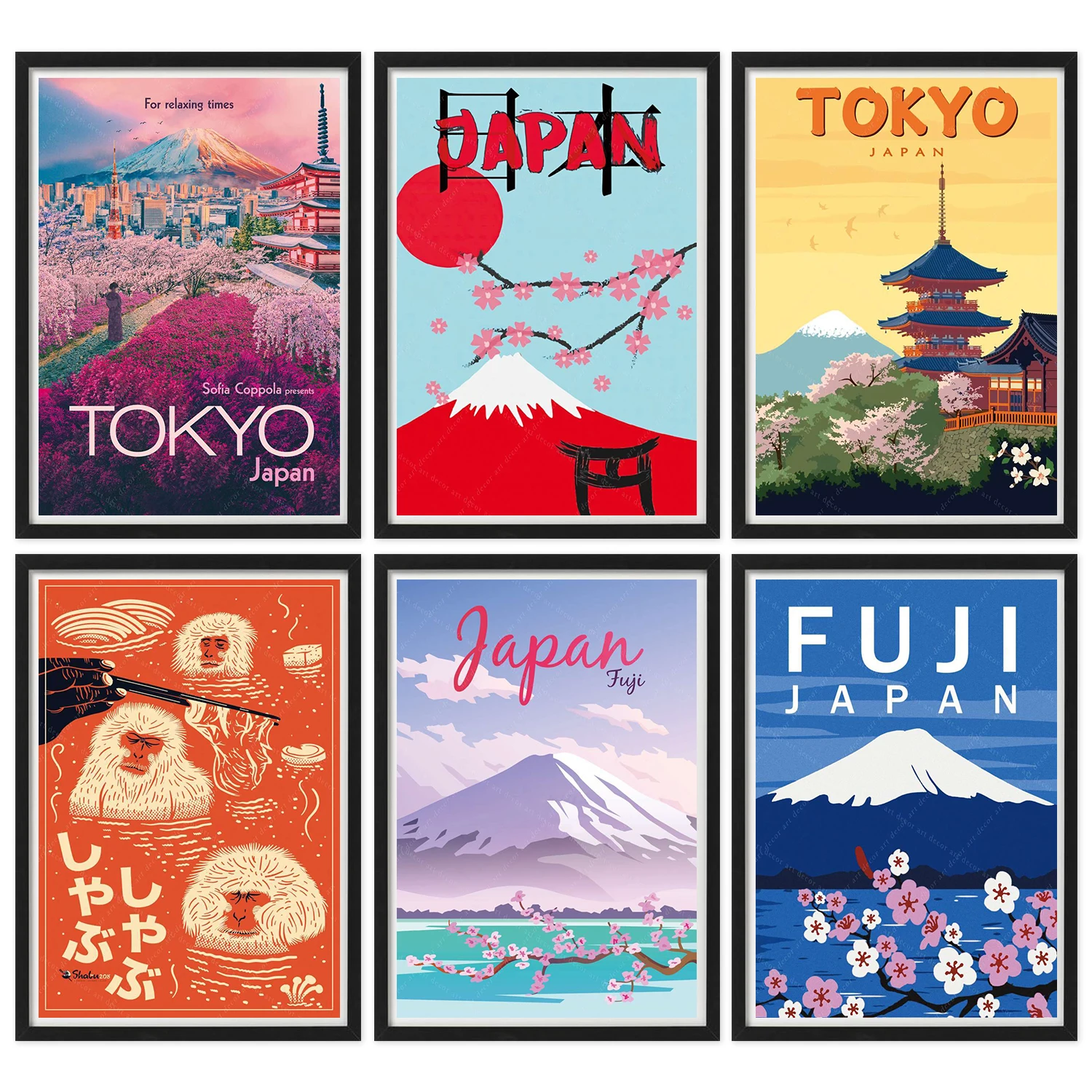 pastel red capital city wall art red Japan poster cursive minimalist ...