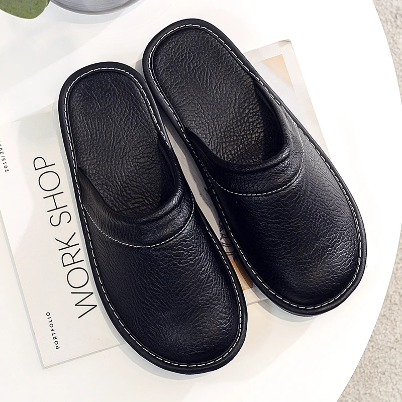 Big Size 47 48 Classic Shoes Unisex Leather Slippers Men Rubber Anti ...