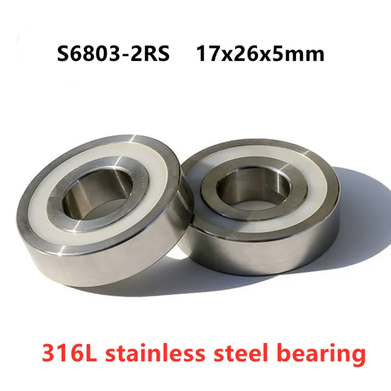 10pcs 316l Stainless Steel Deep Groove Ball Bearing S6803-2rs 17*26*5 ...