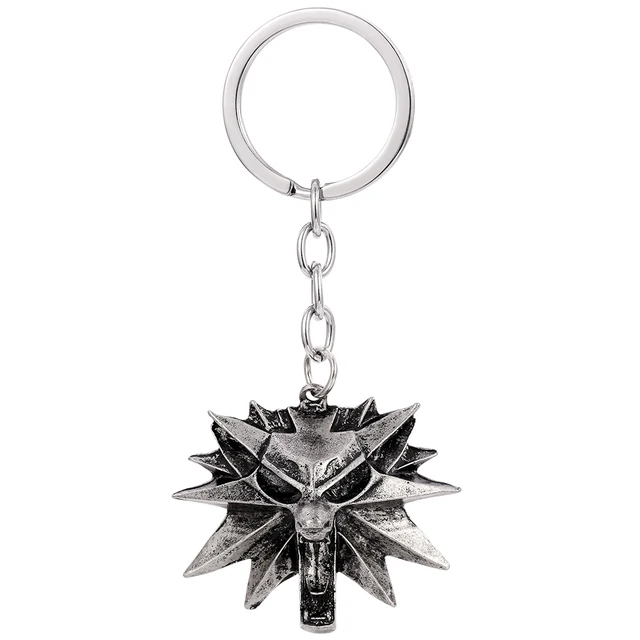 Wild Hunt Game Key Chain Wolf Head Keyring Metal Medallion Gaming ...