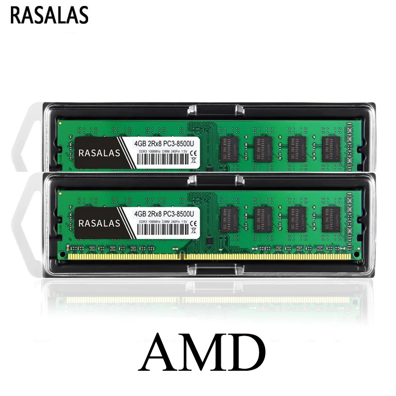 Rasalas AMD 데스크탑용 메모리 RAM DDR3 8G 4G 2G, 8500MHz 10600MHz DIMM 240 핀 1 ...