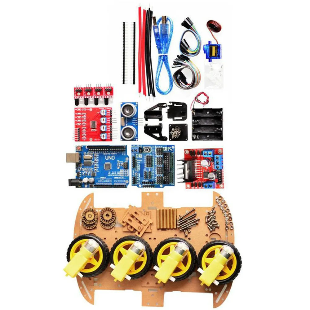 4-wheel Smart Robot Car Chassis Kits HC-SR04 Sonic Tracking Module DIY ...