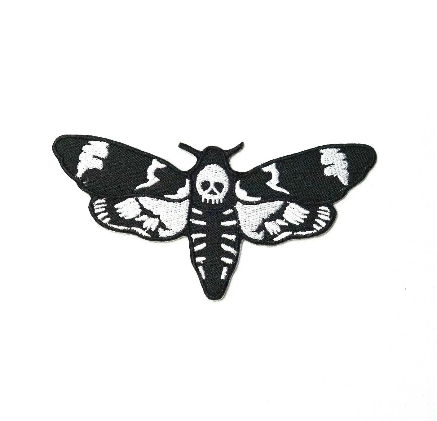 Hot-Black-White-Moth-Skull-Deaths-Head-Patch-Iron-On-Biker-Alt-Skeleton ...