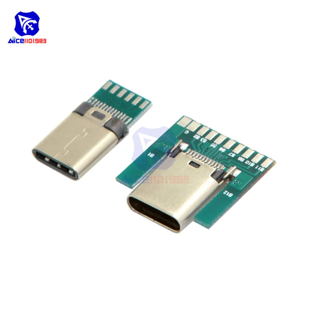 24pin USB 3.1 Type C Male Plug Female Socket Connector Module SMT Type ...