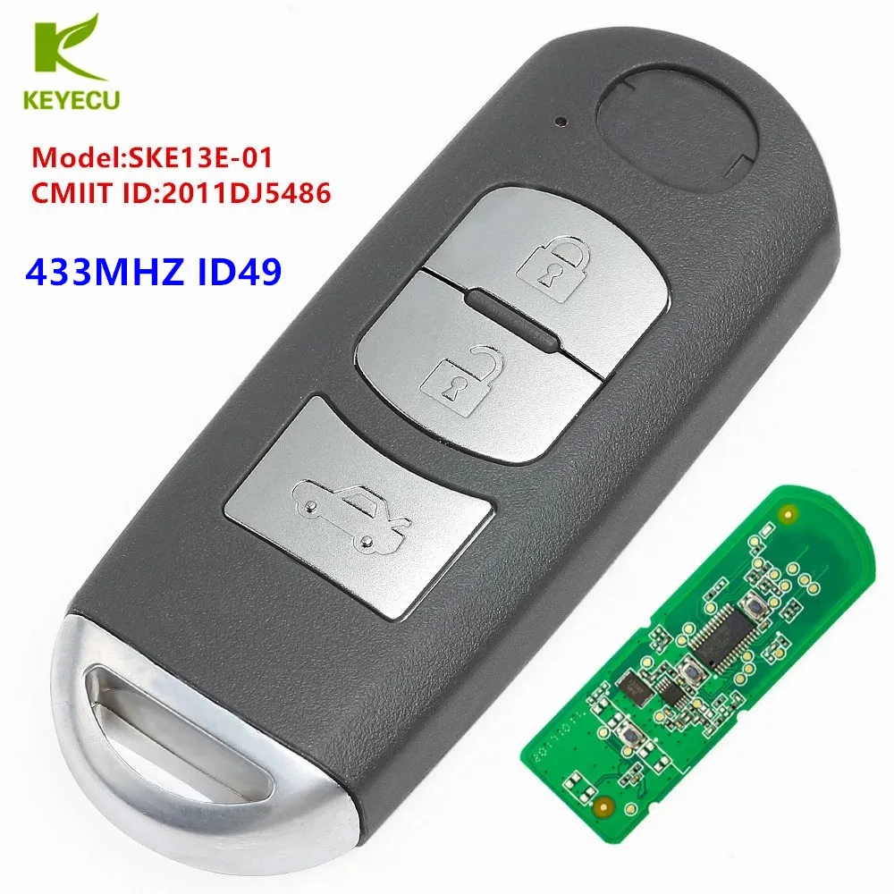KEYECU-Replacement-New-Aftermarket-Remote-Key-Fob-3-Button-433MHz-ID49 ...